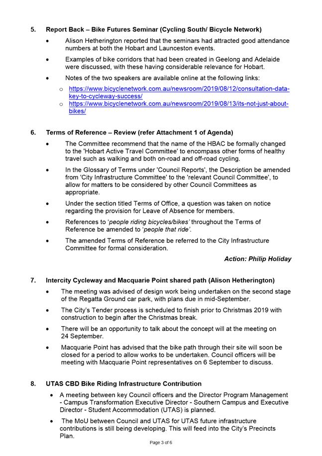 Agenda of City Infrastructure Committee Meeting - 25 September 2019